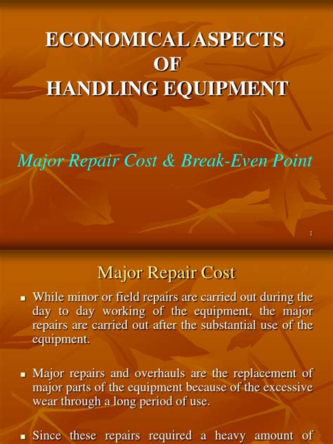 Major Repair Costs And Break Even Analysis Pdf Economies Business