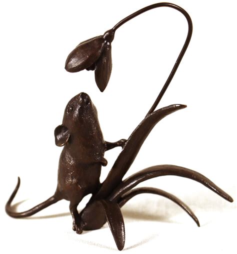 Michael Simpson Bronze Mouse With Snowdrop Art To Buy Online Ref
