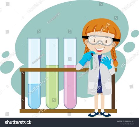 Scientist Girl Doing Chemical Experiment Illustration Stock Vector Royalty Free