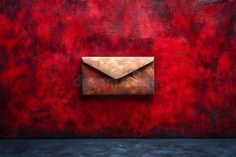 Rustic Envelope On Textured Red Background Vintage Communication Concept For Design Generative