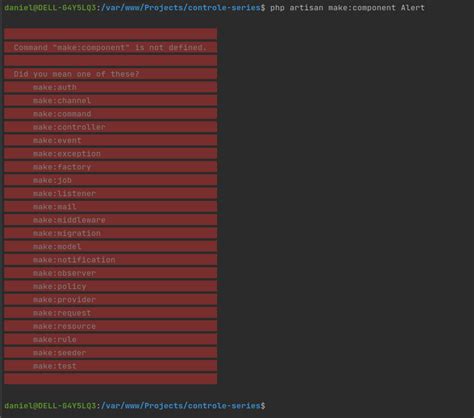 comando make component laravel criando uma aplicação com mvc alura