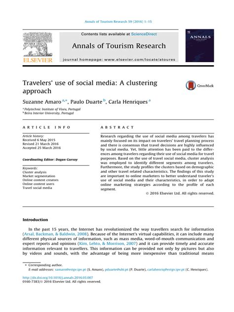 Thesis Source Travelers Use Of Social Media A Clustering Approach Pdf Social Media