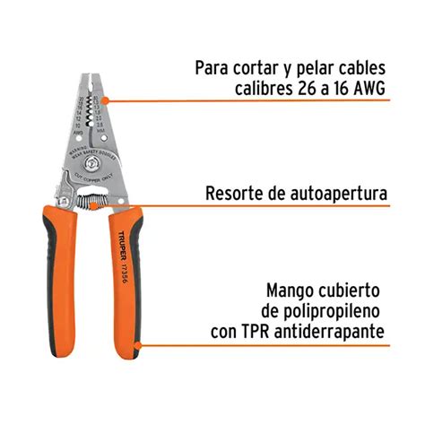 Pinza Pelacable Truper Pe Ca 6 6″ 26 A 16 Awg Ferrefarbef