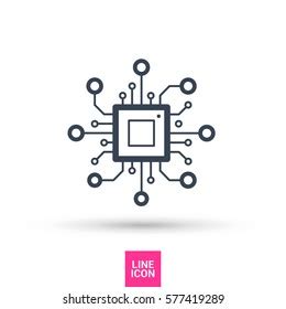 Chip Isolated Minimal Icon Processor Line Stock Vector Royalty Free
