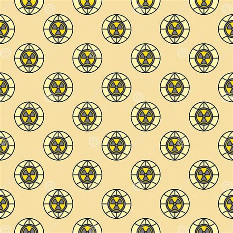 Earth Globe With Radiation Symbol Vector Radioactive Colored Seamless Pattern Stock Vector