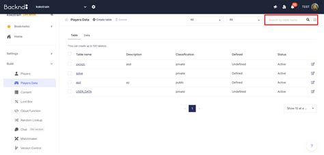 table backnd developer documentation