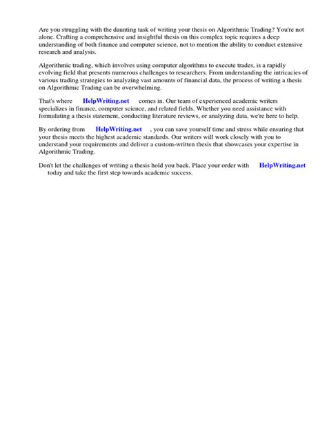Thesis Algorithmic Trading Pdf
