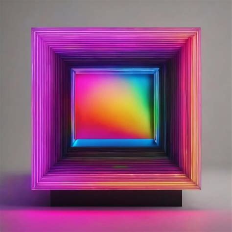 Premium Photo Neon Rainbow Square On An Isolated Black Background A