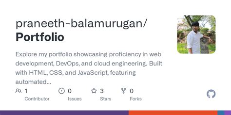 Github Praneeth Balamuruganportfolio Explore My Portfolio