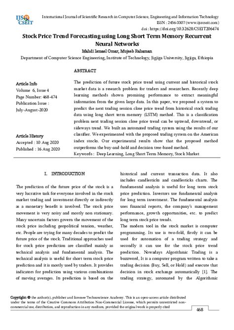 Pdf Stock Price Trend Forecasting Using Long Short Term Memory Recurrent Neural Networks