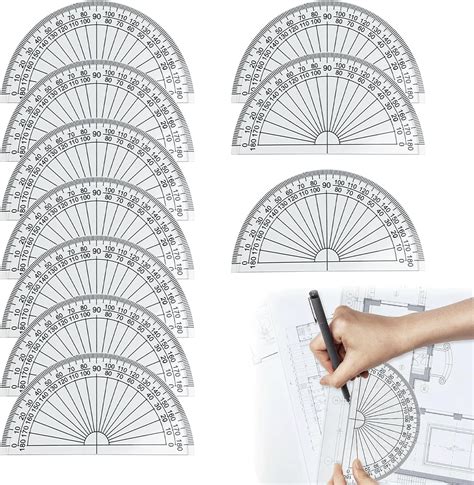 10pcs Helix Protractor 180 Degrees Protractor Set 4 Inches Protractor Set Clear Maths Protractor