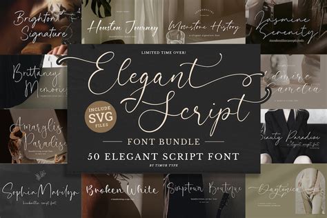 Elegant Script Font Bundle Handwritten Wedding Procreate Cricut Canva