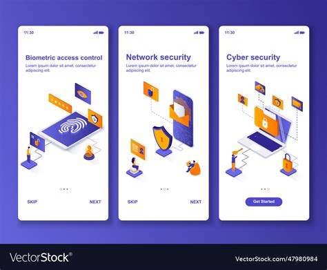 Cyber Security Isometric Gui Design Kit Royalty Free Vector