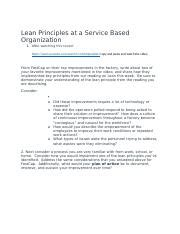 Lean Principles At A Service Based Organization Docx Cd Docx Lean Principles