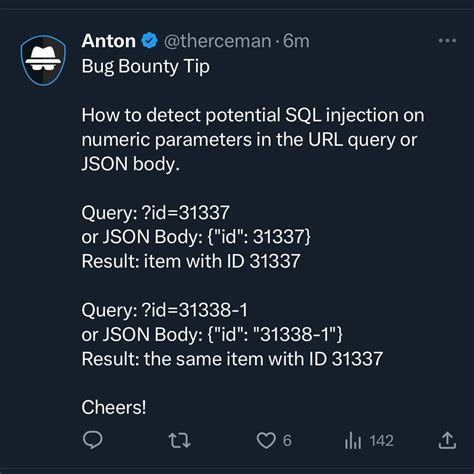 anton therceman on linkedin bug bounty tip how to detect potential sql injection on numeric…