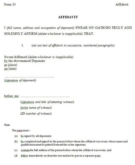 Australian Affidavit Template Free Templates And Legal Tips