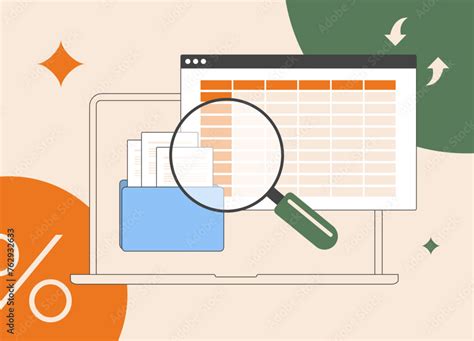 Tax Return Folder Design Concept Spreadsheet Table With Data