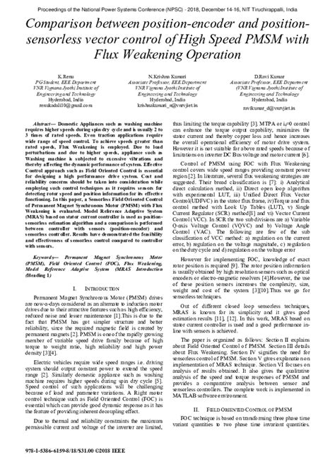 Pdf Comparison Between Position Encoder And Position Sensorless