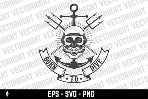 Born To Dive Skull In Dive Mask Svg 3025864