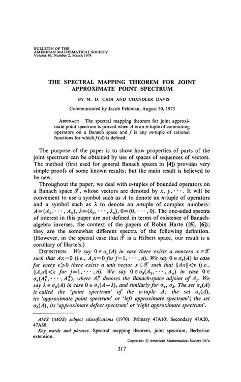 Pdf The Spectral Mapping Theorem For Joint Approximate Point Spectrum