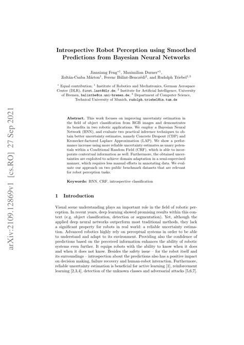 Pdf Introspective Robot Perception Using Smoothed Predictions From