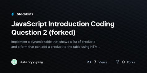 javascript introduction coding question 2 forked stackblitz
