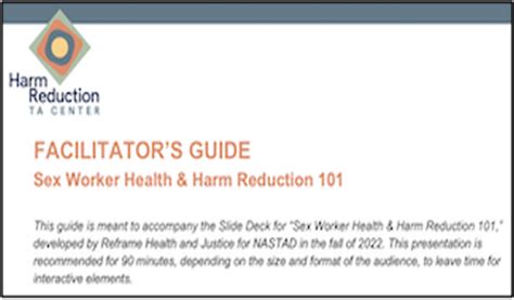 Facilitators Guide Sex Worker Health And Harm Reduction 101 National