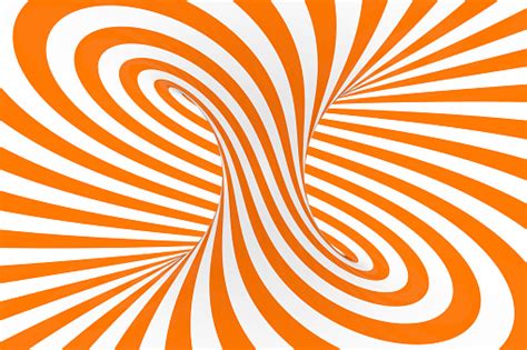 원환체 3d 착시 래스터 그림입니다 최 면 흰색과 주황색 튜브 이미지입니다 반면 루프 줄무늬 장식 왜곡입니다 3차원 형태에 대한 스톡 사진 및 기타 이미지 Istock