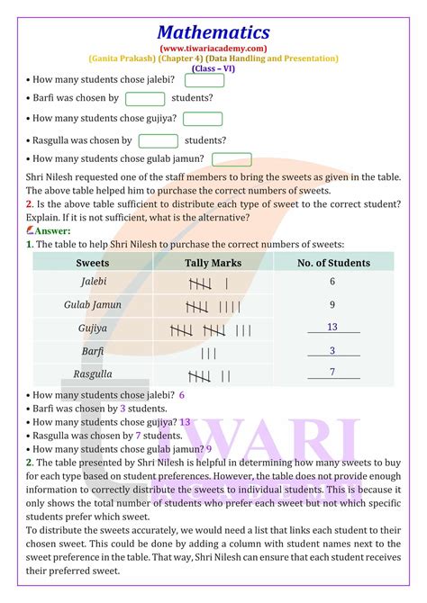 Class 6 Maths Ganita Prakash Chapter 4 Data Handling And Presentation