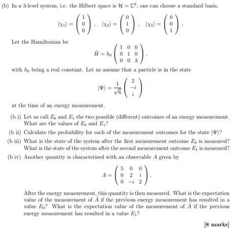 solved b in a 3 level system i e the hilbert space is h