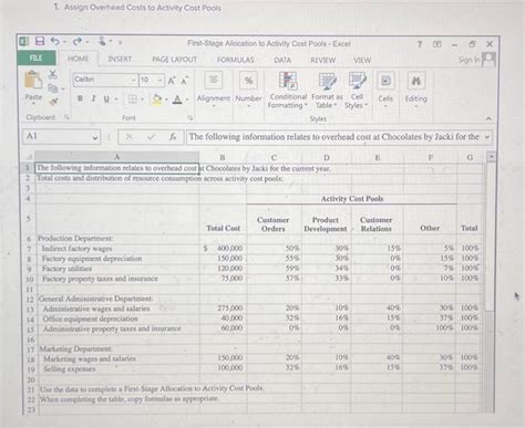 Solved 1 Assign Overhead Costs To Activity Cost Pools 1
