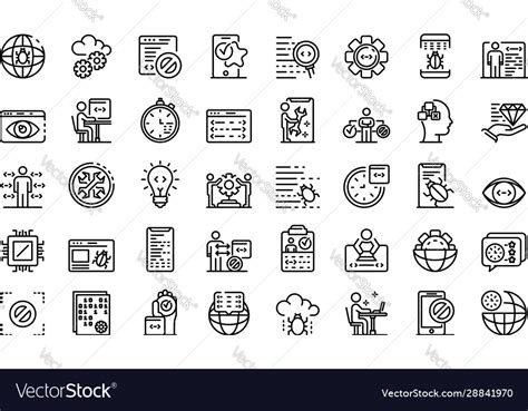 Testing Software Icons Set Outline Style Vector Image