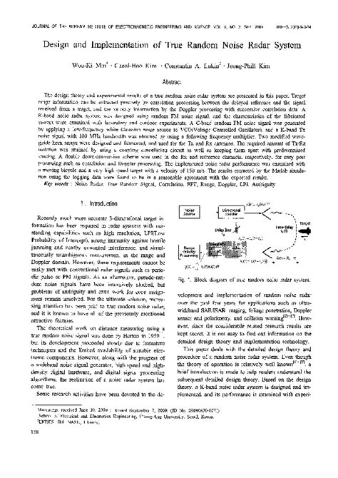 Pdf Design And Implementation Of True Random Noise Radar System