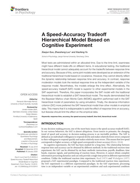 Pdf A Speed Accuracy Tradeoff Hierarchical Model Based On Cognitive
