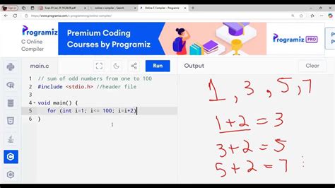 Program To Print Sum Of Odd Number Till 100 C Program For Loop