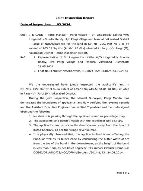 Joint Inspection Report 1 Pdf