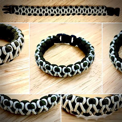 Paracord Bracelet W Stitched Design B Etsy