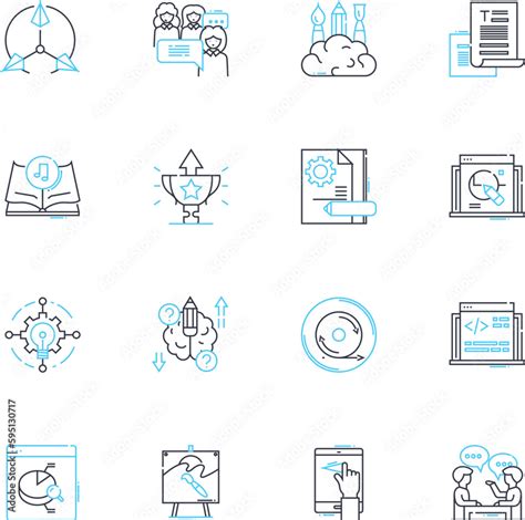 Data Writing Linear Icons Set Analysis Excel Algorithm