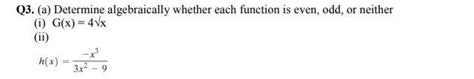 Solved Q3 A Determine Algebraically Whether Each Function