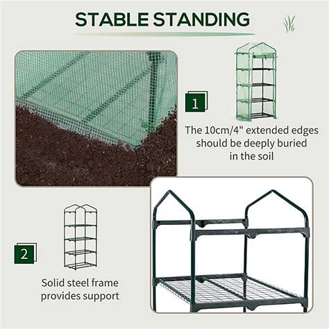 Outsunny Mini Greenhouse 4 Tier Portable Plant House Shed W Pe Cover