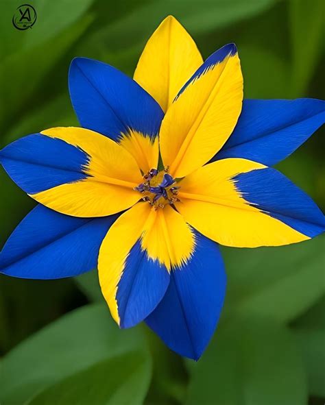 Beautiful Blue And Yellow Flower Blue And Gold Flower Design Yellow