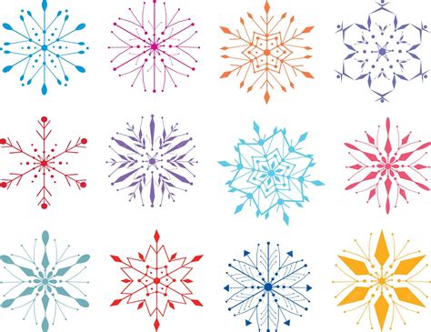 Premium Vector Set Of Decorative Colorful Snowflakes