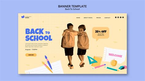 학교 템플릿 디자인으로 돌아가기 무료 Psd 파일