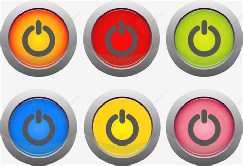 Set Of On And Off Buttons Pc Led Black Vector Pc Led Black PNG And Vector With Transparent