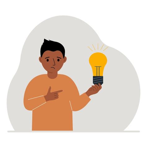 Premium Vector A Little Boy Is Holding A Light Bulb In His Hand