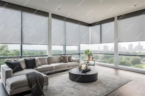 Premium Ai Image Room With Automated Blinds Shades And Curtains For A