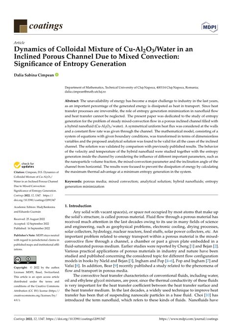 Pdf Dynamics Of Colloidal Mixture Of Cu Al2o3 Water In An Inclined