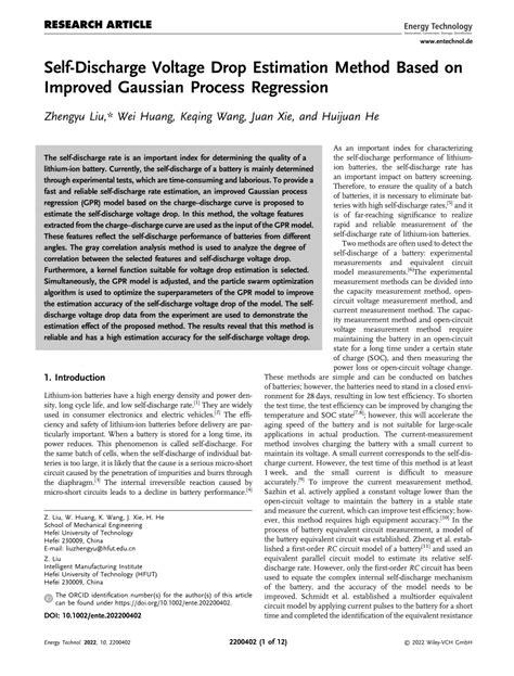 Self‐discharge Voltage Drop Estimation Method Based On Improved