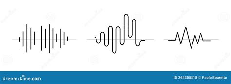 Sinusoid Signals Set Black Curve Sound Waves Collection Stock Illustration Illustration Of
