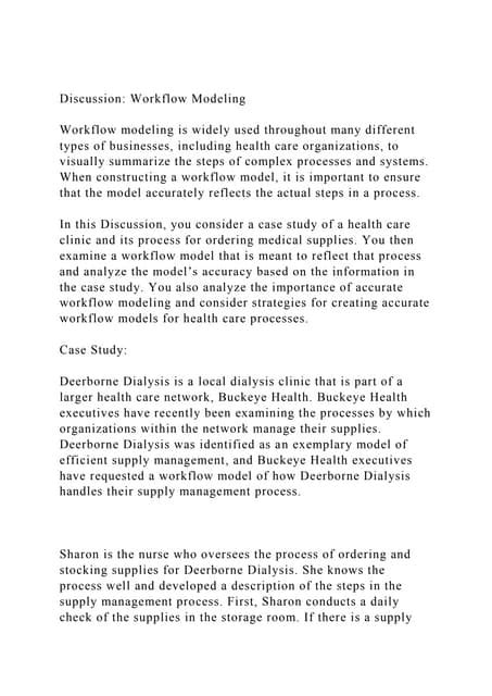 Discussion Workflow Modelingworkflow Modeling Is Widely Used Docx